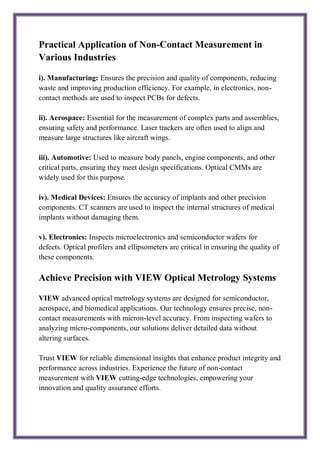 What Is Non-Contact Measurement? Importance, Working And Devices | PDF