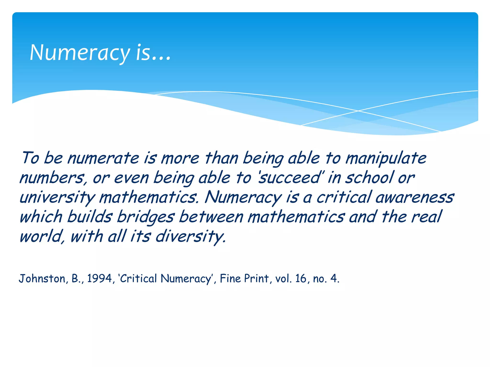 What is numeracy-definitions | PPTX
