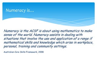What is numeracy-definitions | PPTX
