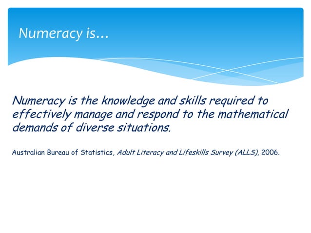 What is numeracy-definitions | PPTX | Education