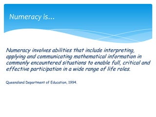 What is numeracy-definitions | PPTX