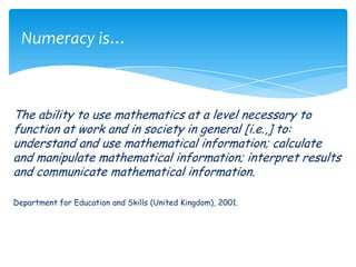 What is numeracy-definitions | PPTX