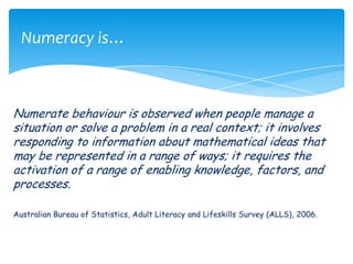 What is numeracy-definitions | PPTX