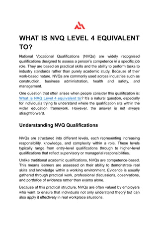 What is NVQ Level 4 Equivalent to? | M2HSE Training | PDF