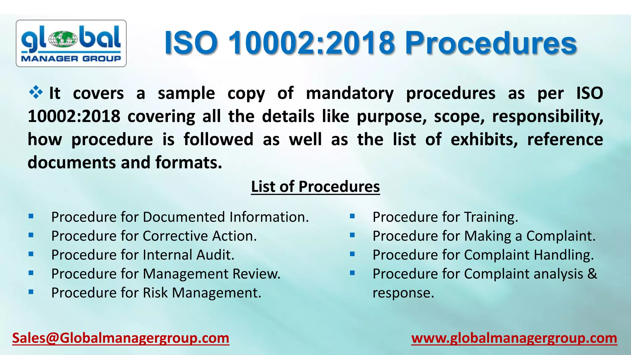 Mandatory Documents Required for ISO 10002:2018 Certification | PPTX