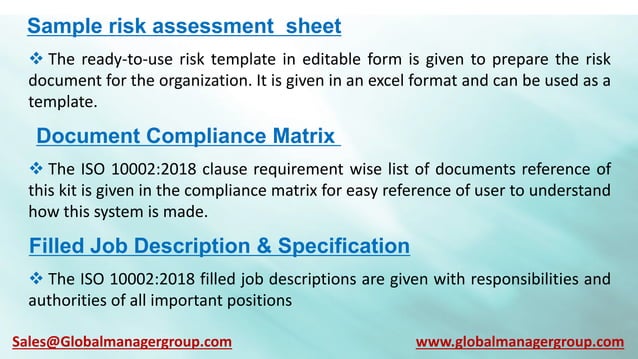Mandatory Documents Required for ISO 10002:2018 Certification | PPTX