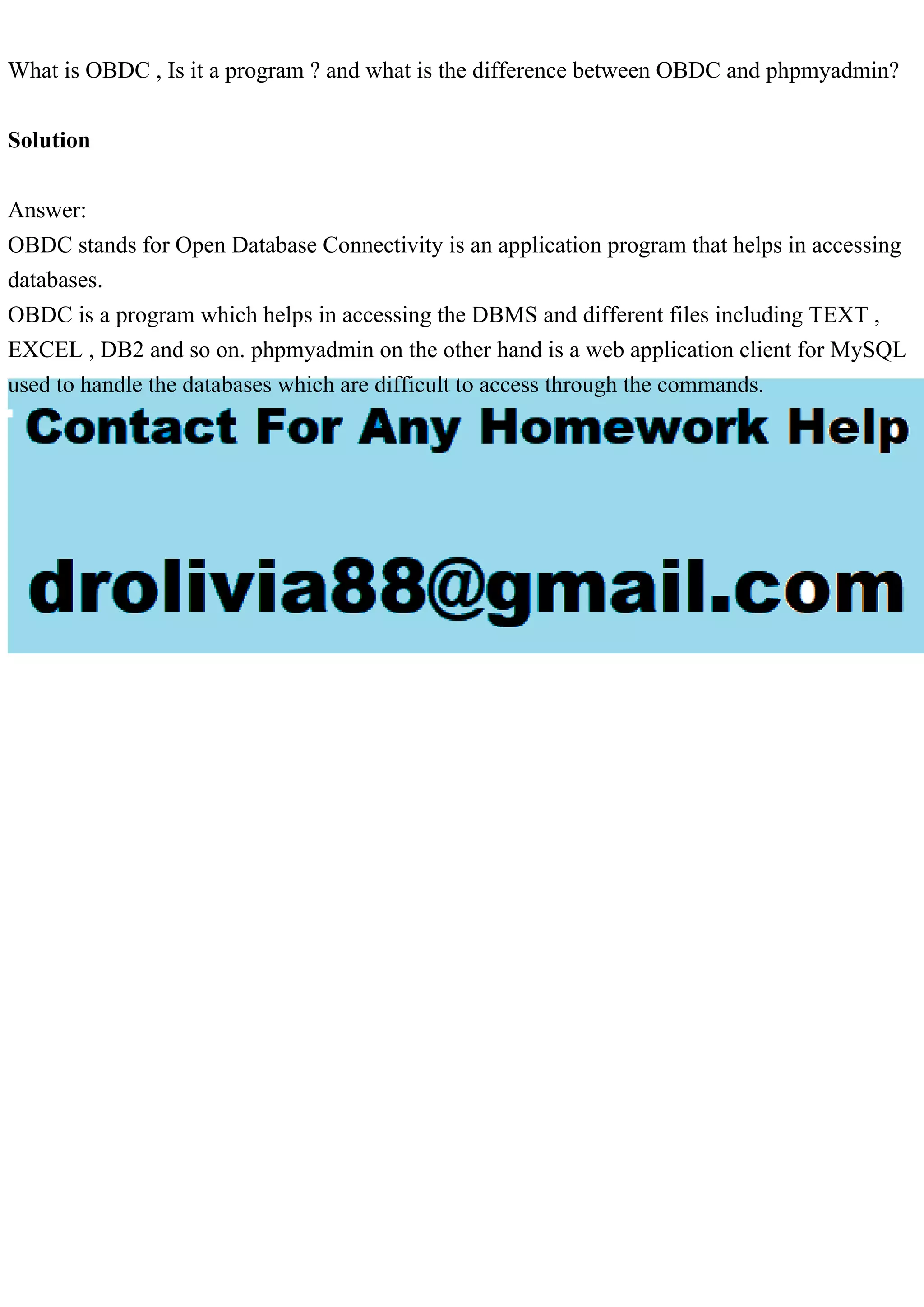 What is OBDC , Is it a program and what is the difference between .pdf