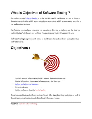 What is objectives of software testing | PDF