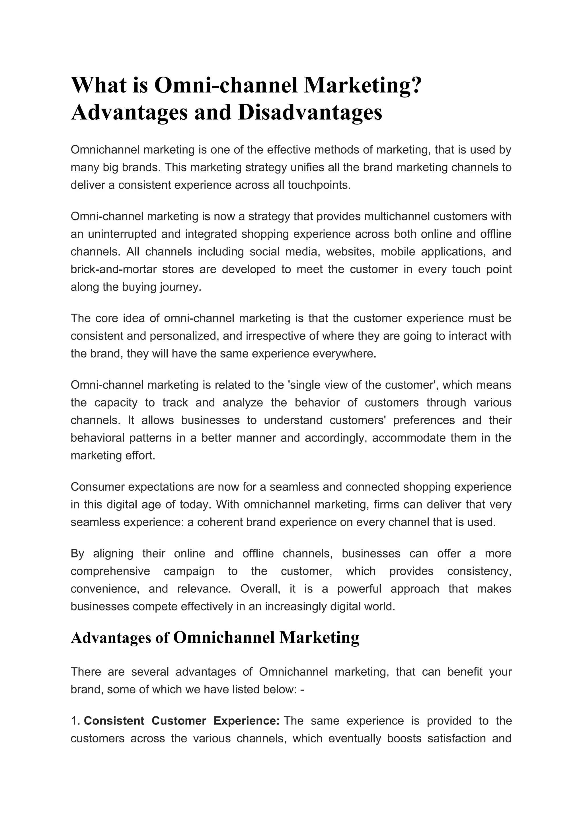 What is Omni-channel Marketing? Advantages and Disadvantages | DOCX