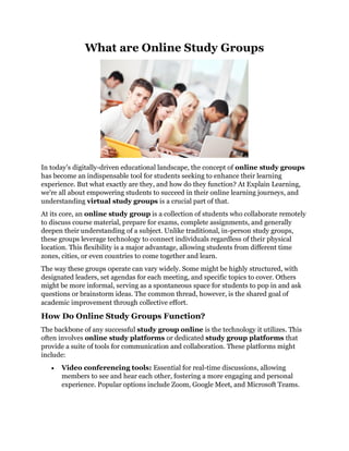 What are Online Study Groups – Explain Learning | PDF