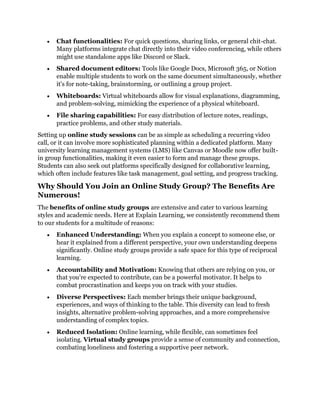 What are Online Study Groups – Explain Learning | PDF