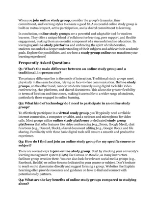 What are Online Study Groups – Explain Learning | PDF
