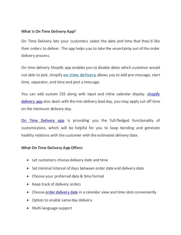 What Is On Time Delivery App what-is-on-time-delivery-app