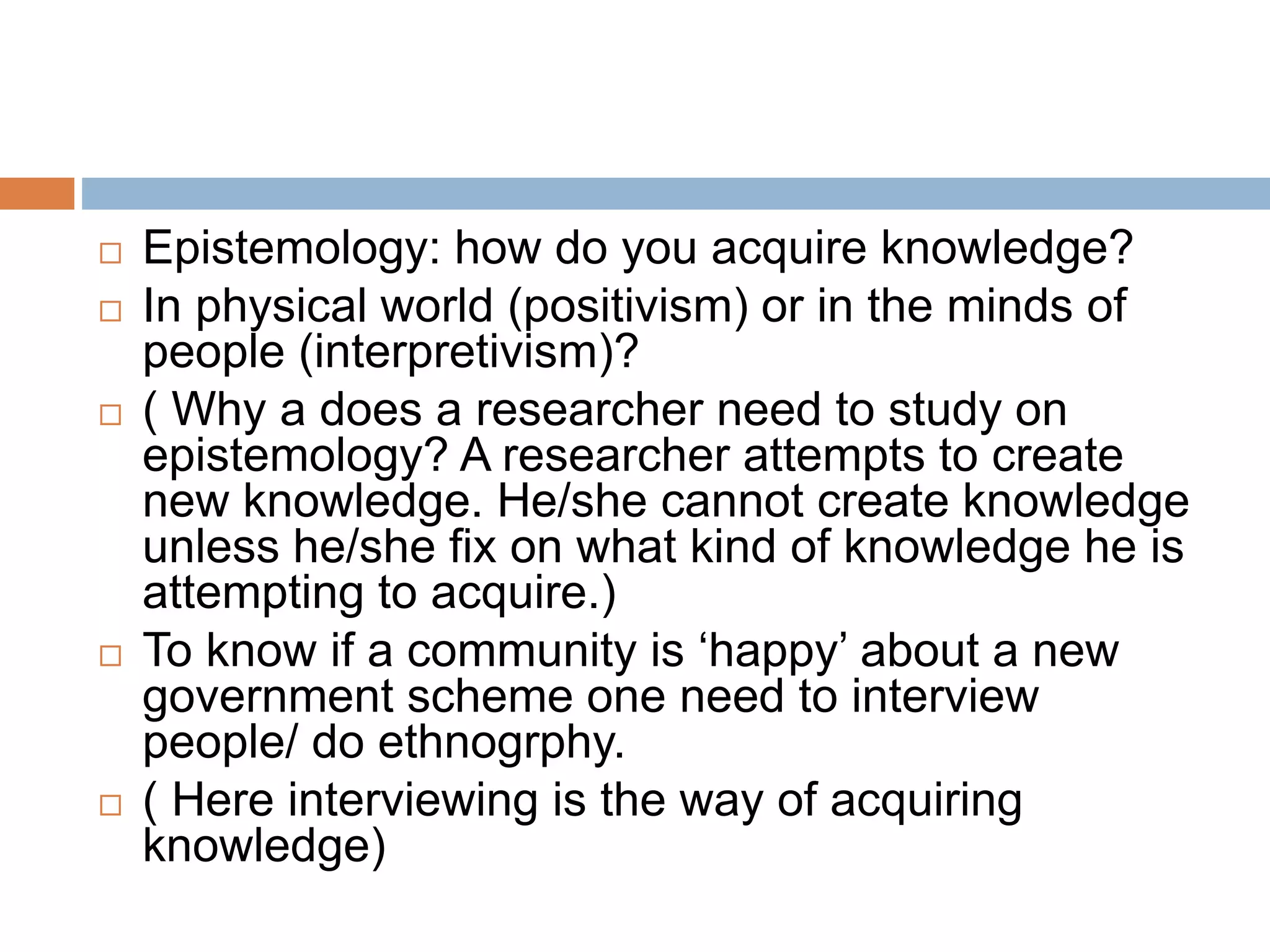 What is ontology and epistemology with example | PPTX