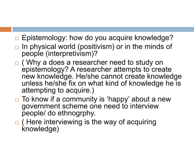 What is ontology and epistemology with example | PPT