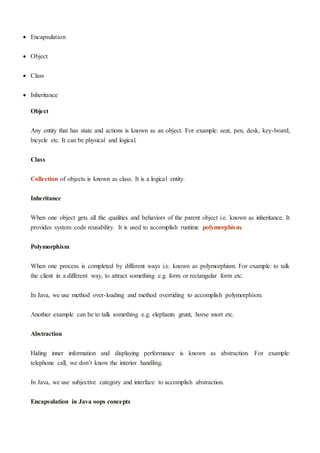 What is oops concept in java? | PDF