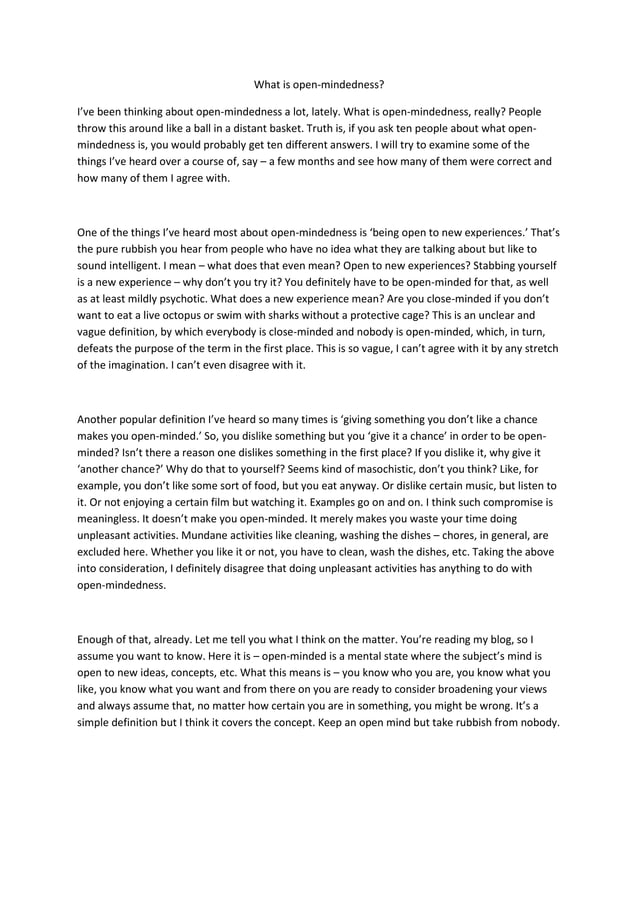 What is Open-mindedness... | DOCX