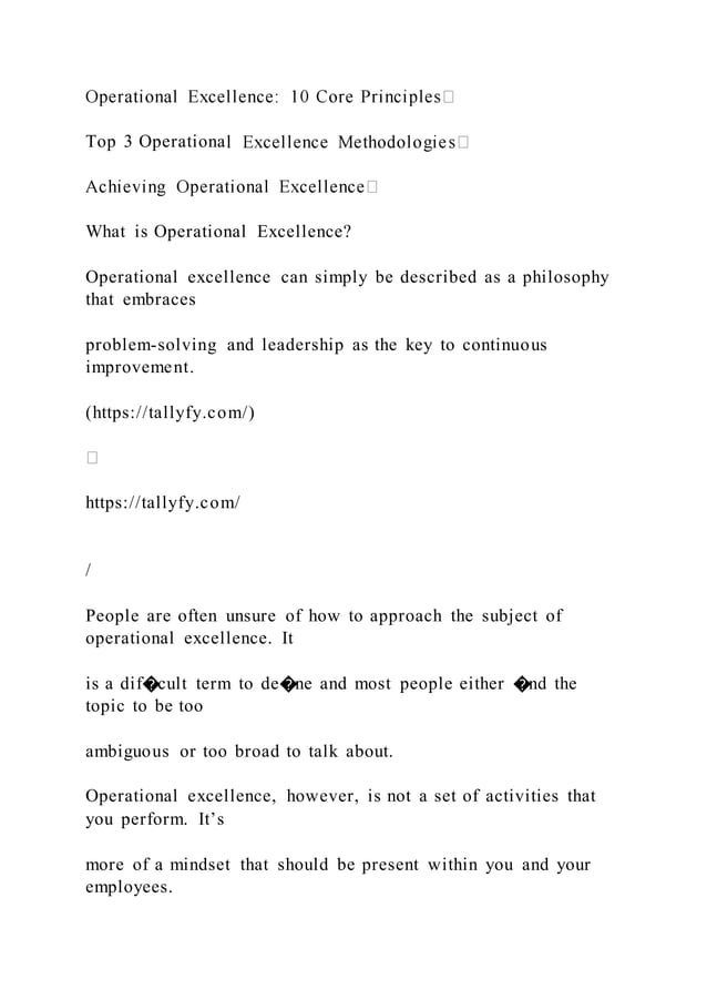 What is operational excellence [10 core principles]i | DOCX