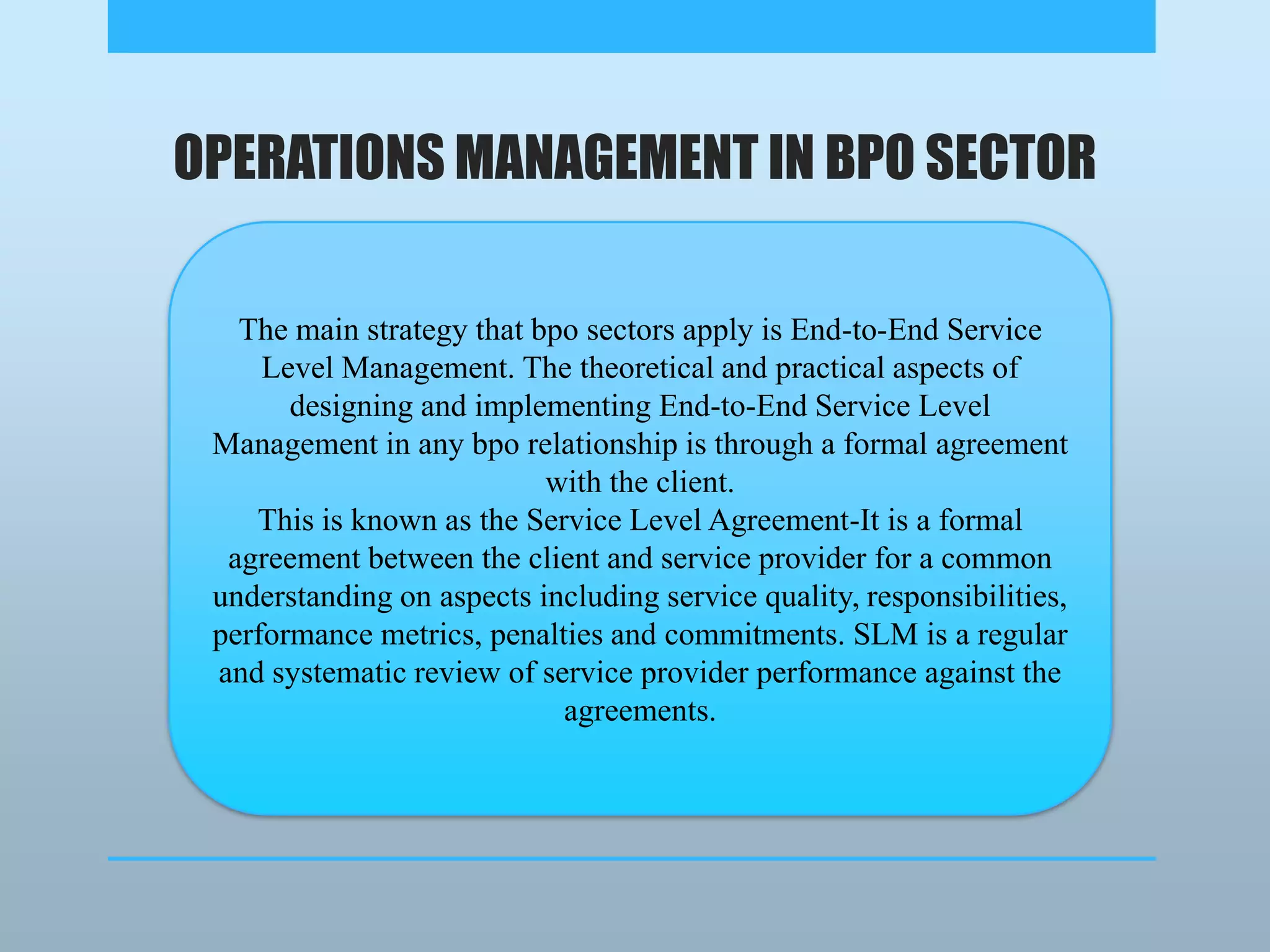 Operation management in Bpo | PPTX