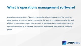 What is operations management software? | PDF