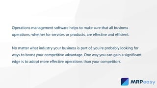 What is operations management software? | PDF | Logistics | Business