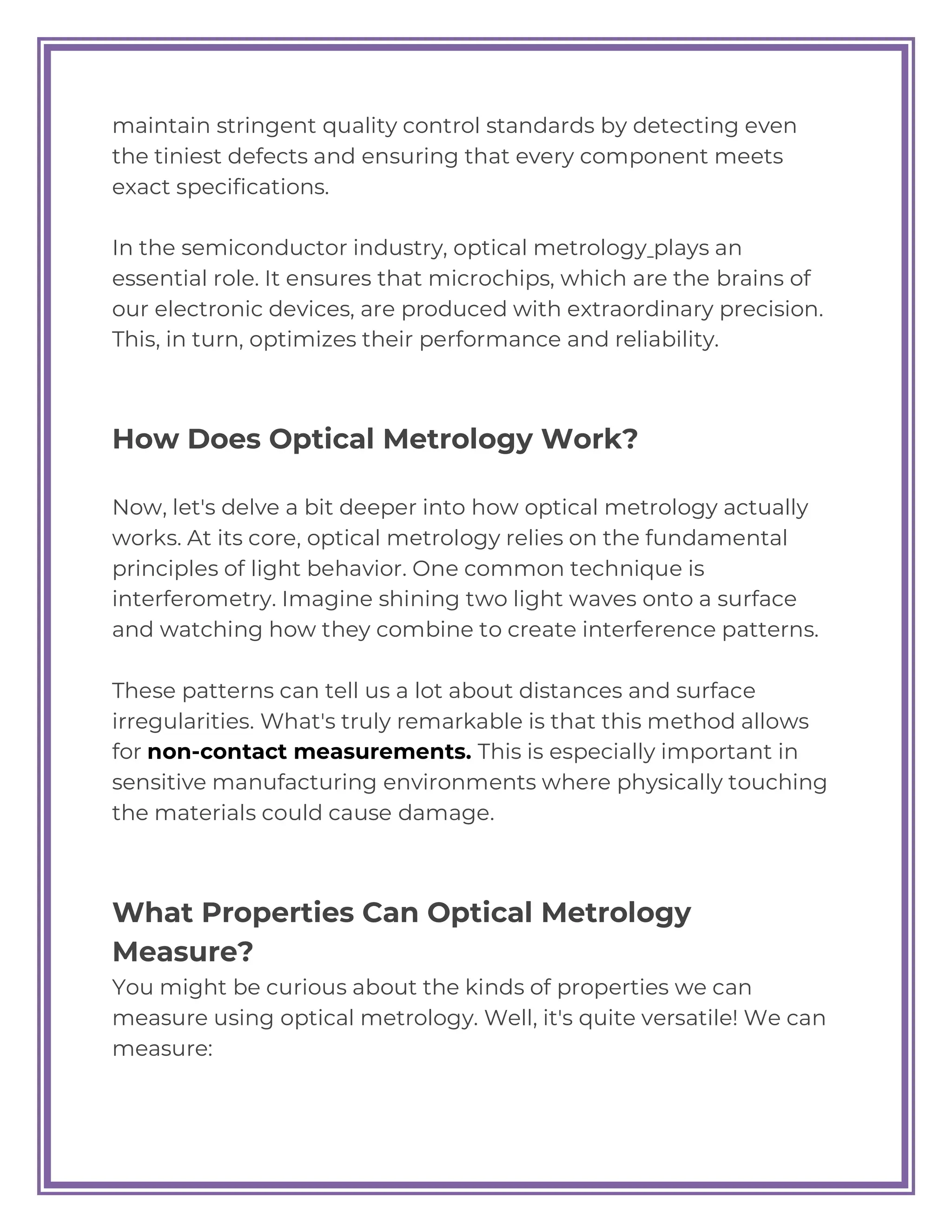 What is Optical Metrology? Important, Working, Features | PDF