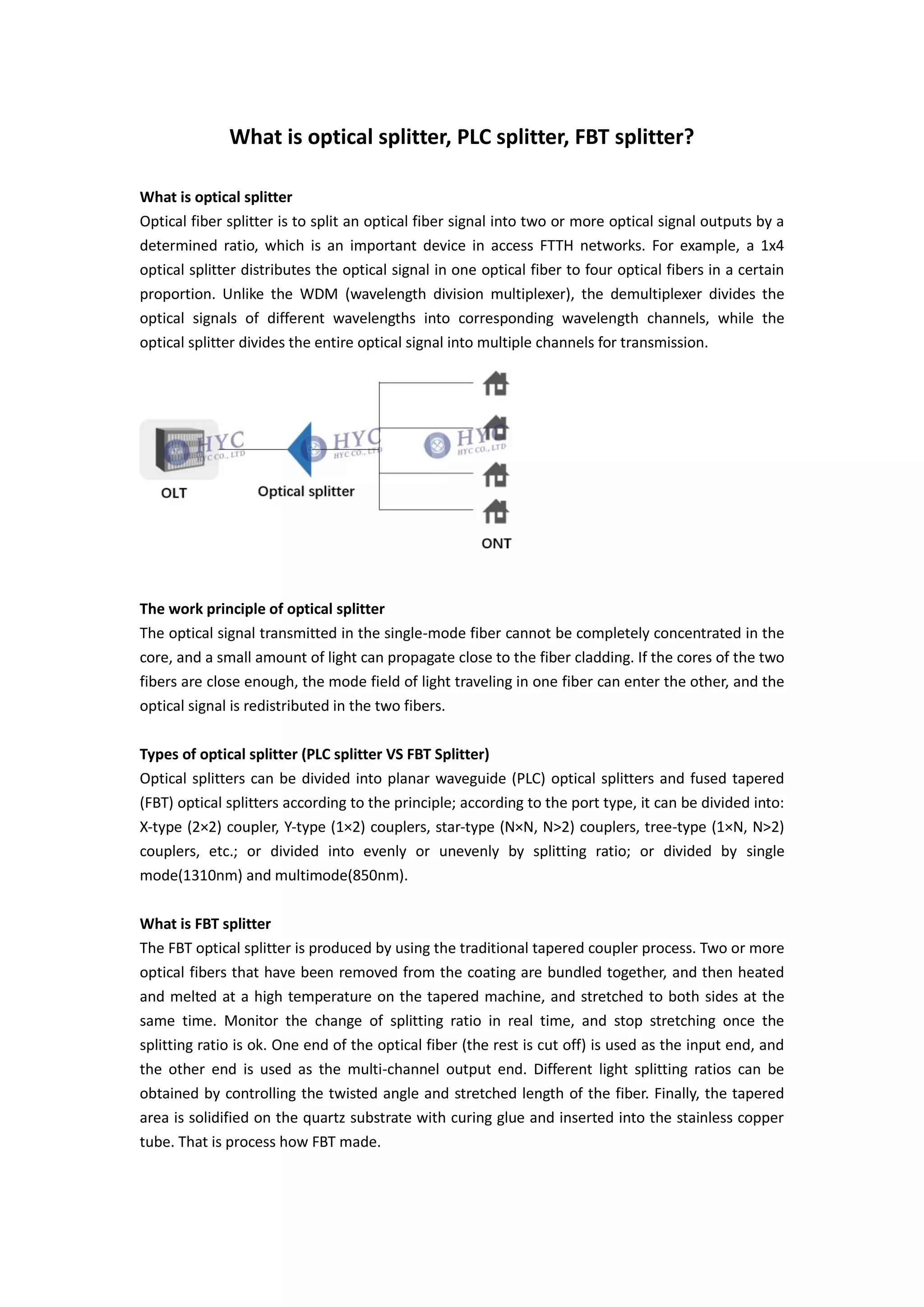 What is optical splitter, PLC splitter, FBT splitter.pdf