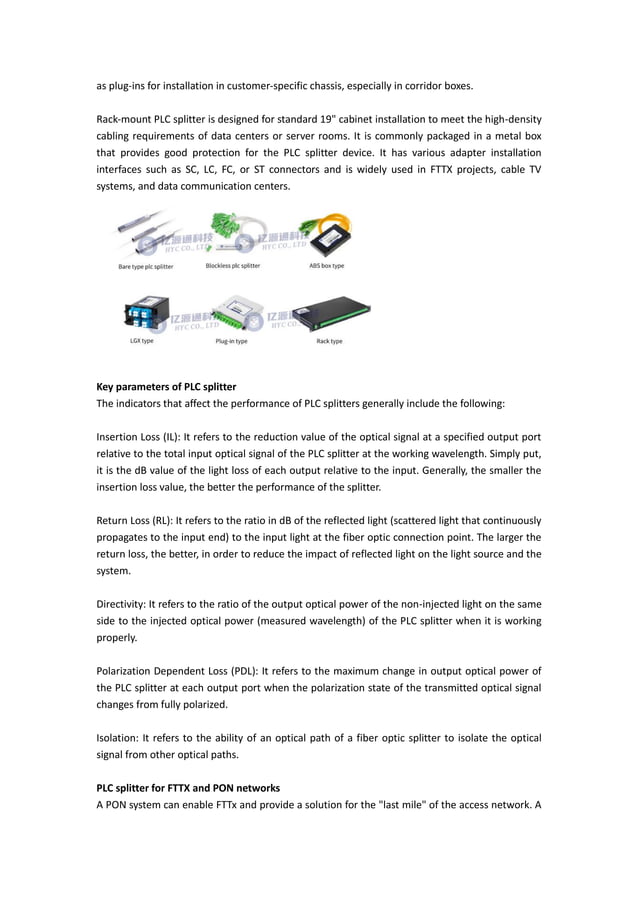 What is optical splitter, PLC splitter, FBT splitter.pdf