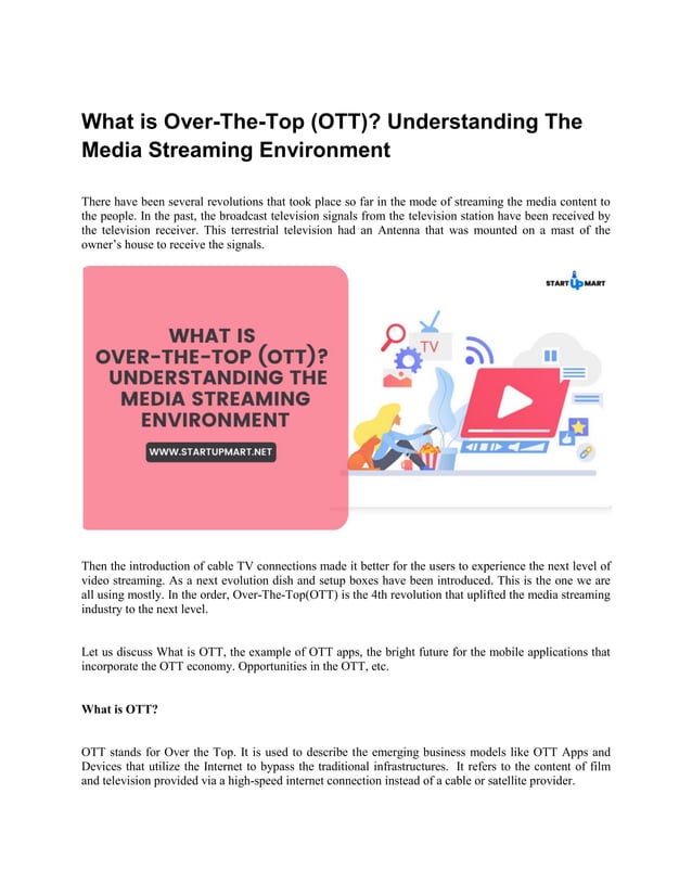 What is ott (over the top) understanding the video streaming app ...