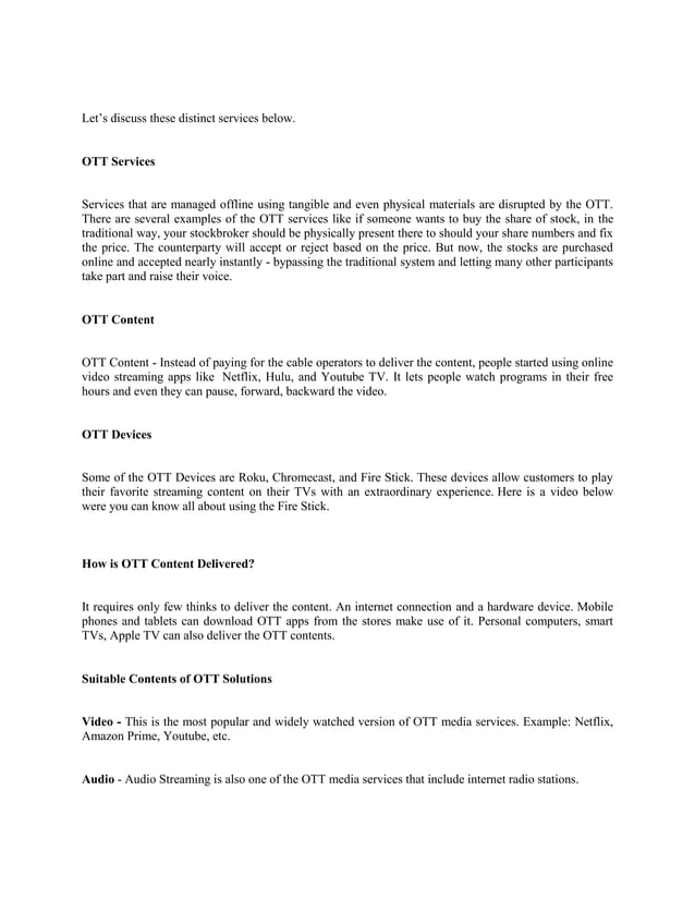 What is ott (over the top) understanding the video streaming app development | PDF | Home ...