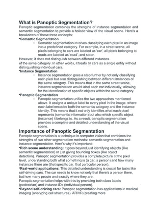 What is Panoptic Segmentation and advantages.ppt
