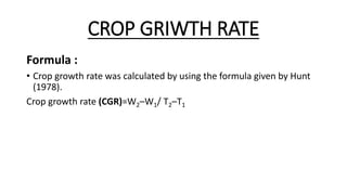What is Photosynthetic active Radiation and Crop Growth Rate | PPTX