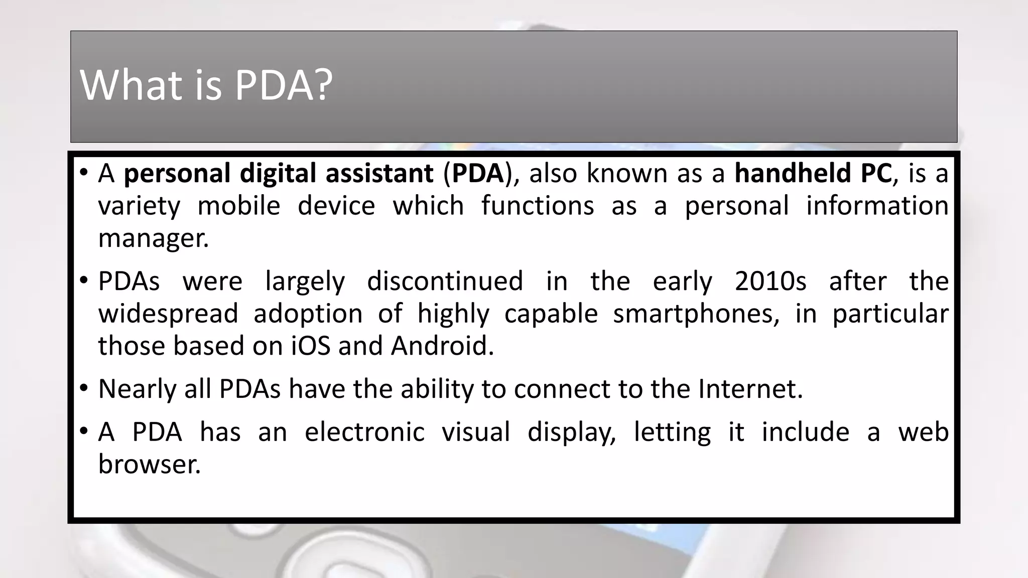 What is PDA? | PDF