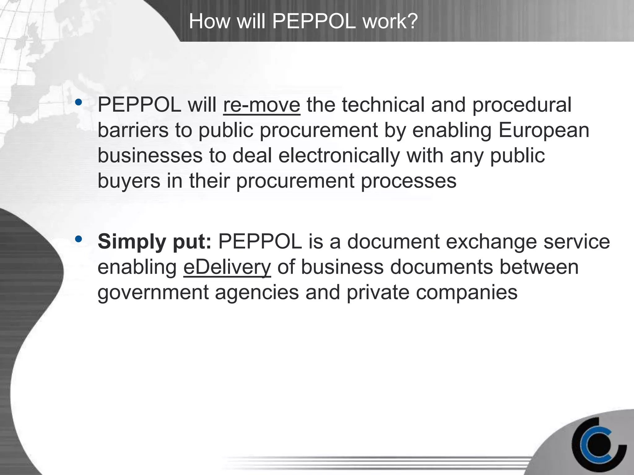 What is PEPPOL / Pan-European Public Procurement Online | PPTX