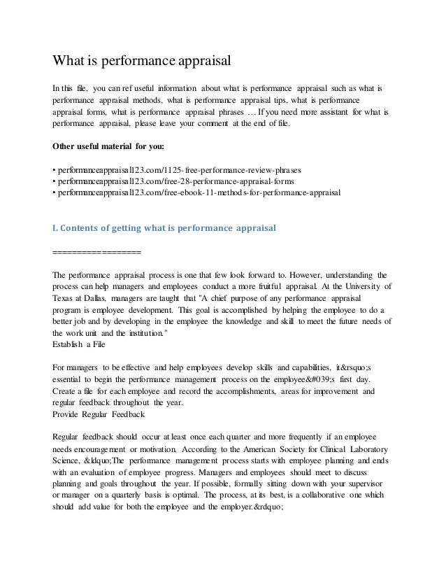 What Is Performance Appraisal what-is-performance-appraisal
