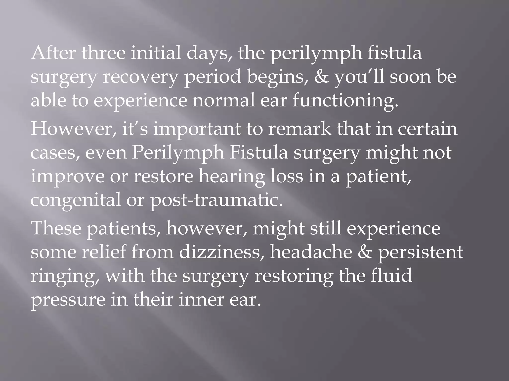 What is perilymph fistula | PPTX