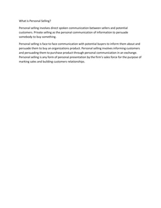 What is personal selling | DOCX