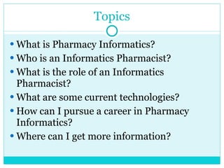 What is Pharmacy Informatics? | PPT
