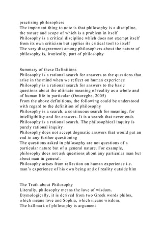 What is PhilosophyIntroductionDefinition of Philosophy.docx