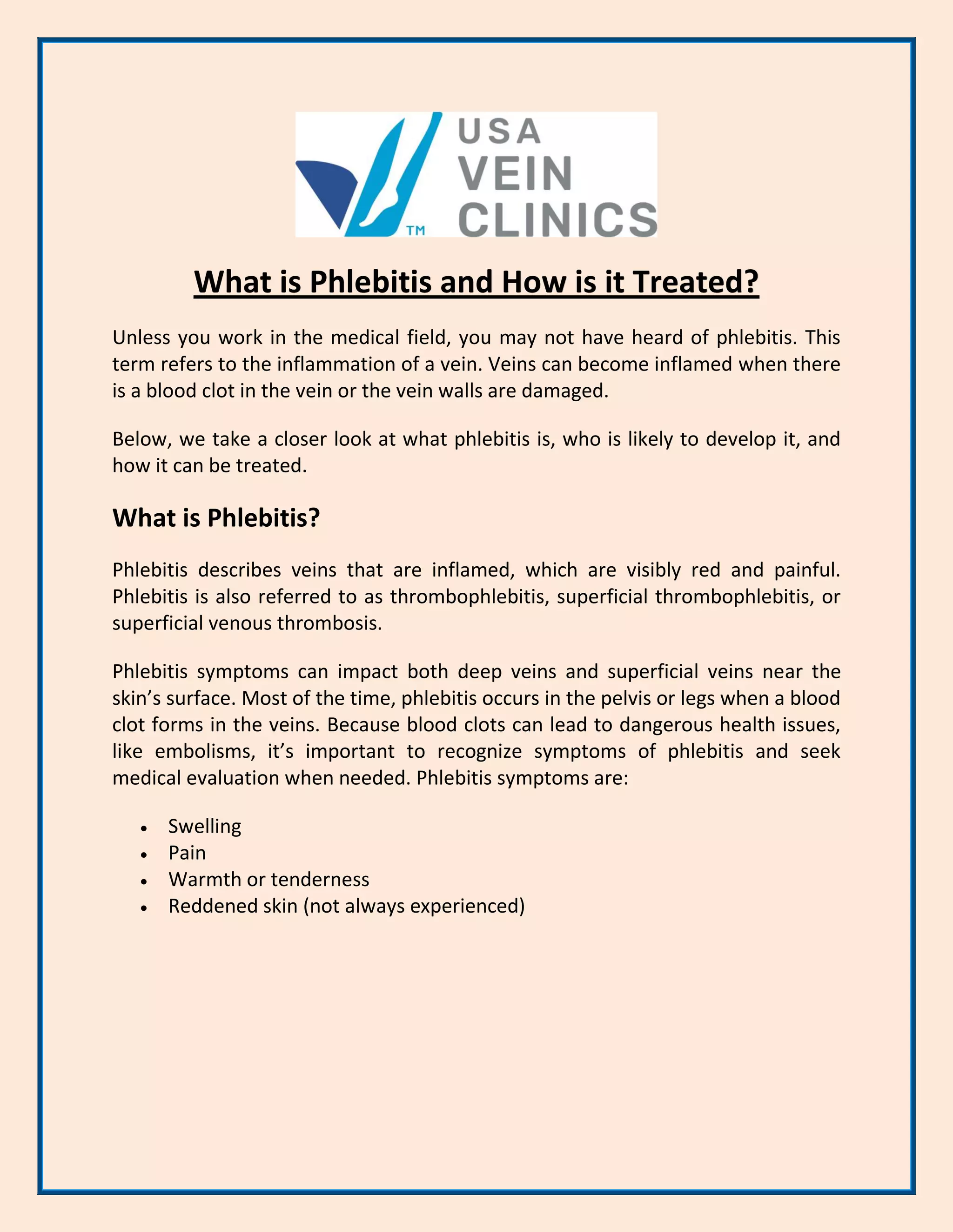 What is Phlebitis and How is it Treated? | PDF