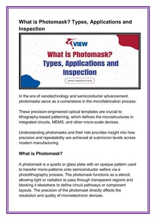 What is Photomask Types, Applications and Inspection | PDF