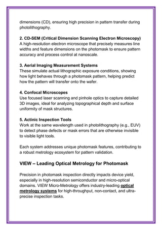 What is Photomask Types, Applications and Inspection | PDF