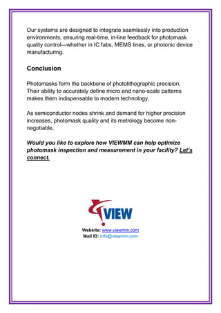 What is Photomask Types, Applications and Inspection | PDF