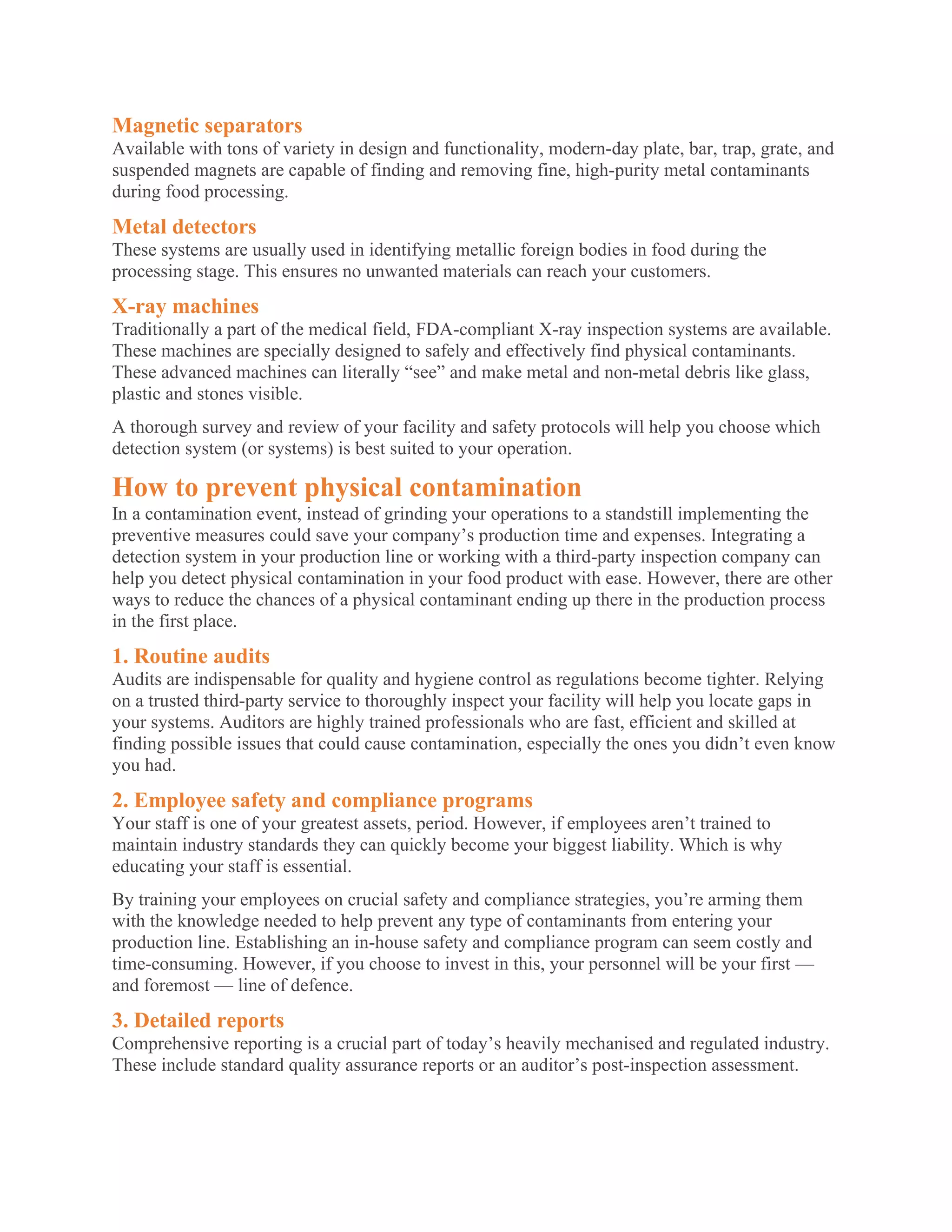 What is physical contamination in food and how to prevent it | PDF