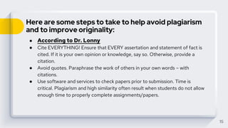 What is plagiarism and how to avoid it ? | PPTX