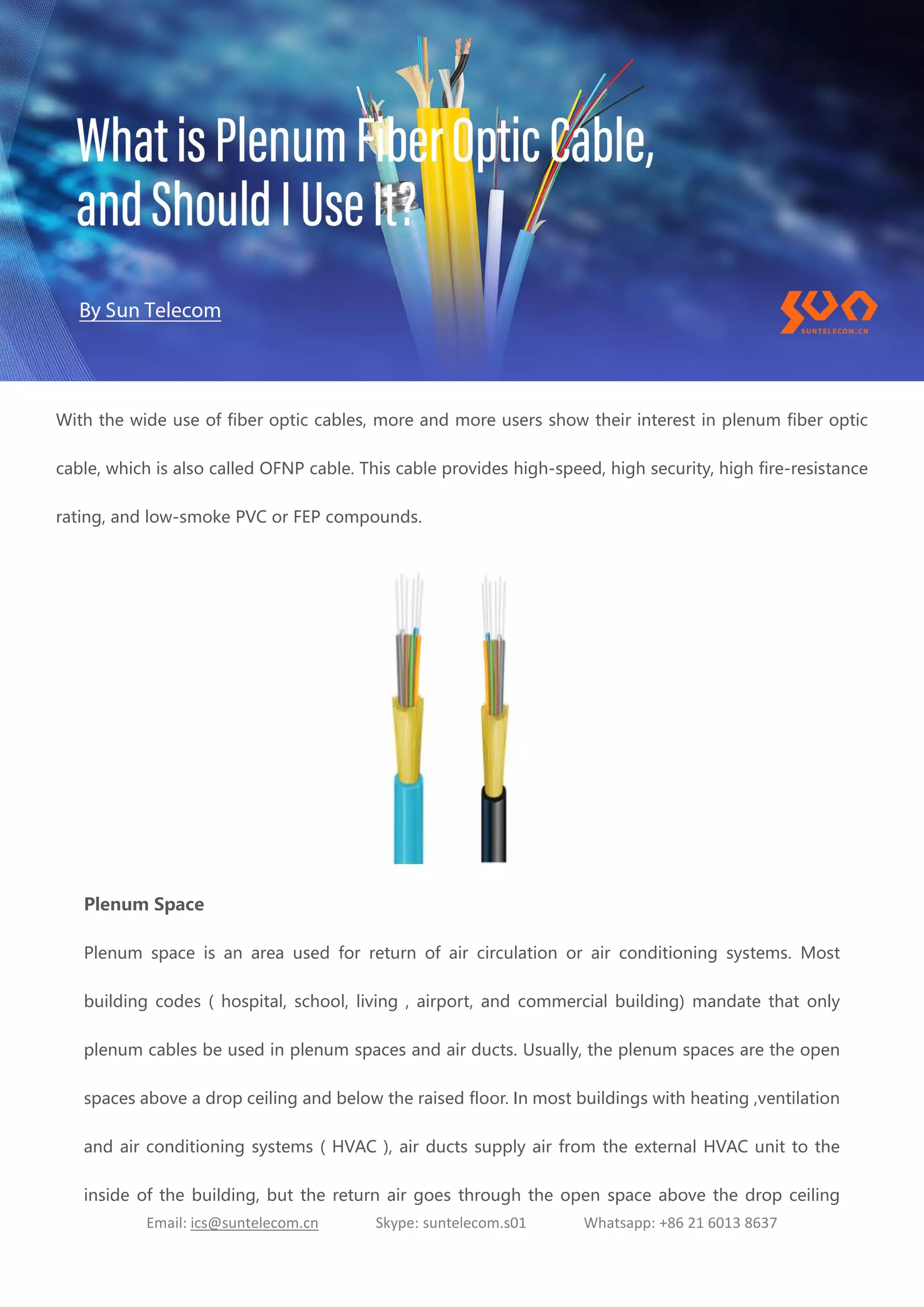 What is Plenum Fiber Optic Cable, and Should I Use It? | PDF