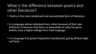 A presentation on the nature of poetry and poems | PPT