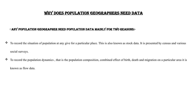 Sources of population data quality and reliability of population data ...
