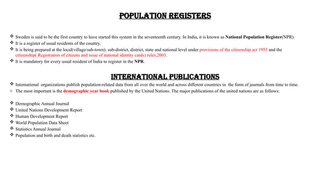 Sources of population data quality and reliability of population data ...