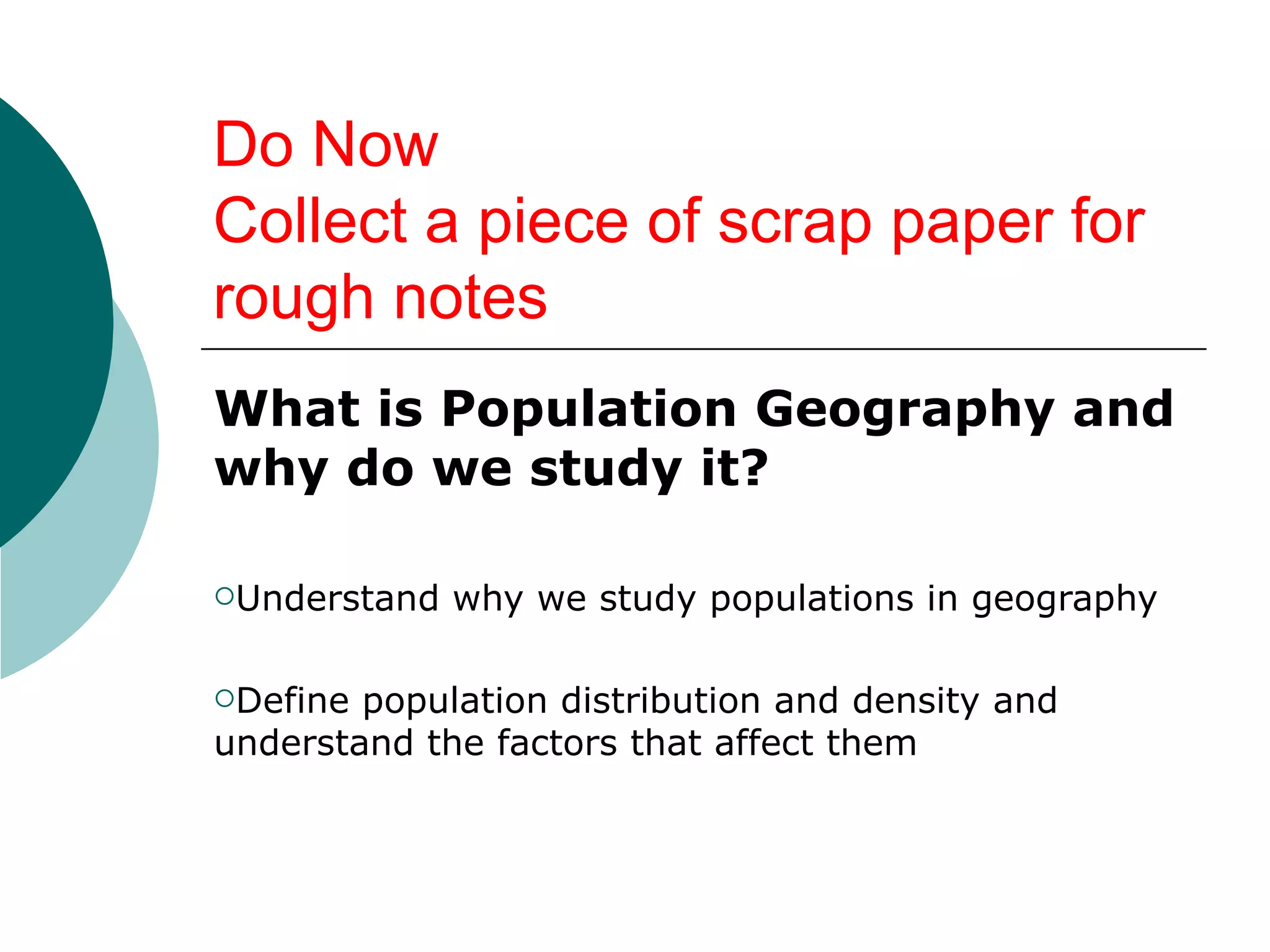 What is population geography and why study it | PPT